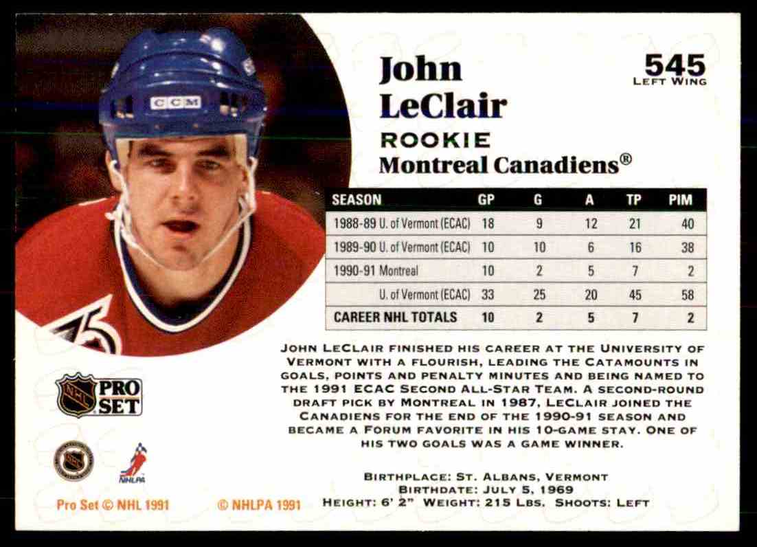 1991-92 Pro Set John Leclair #545 on Kronozio