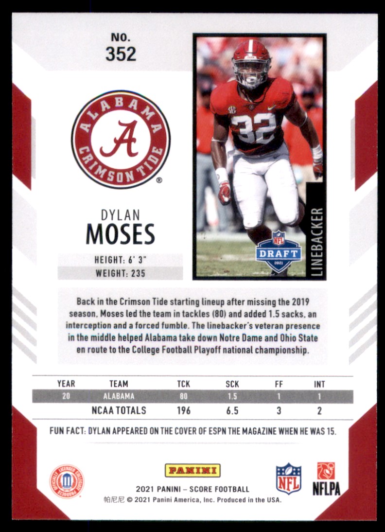 2021 Score Dylan Moses #352 on Kronozio