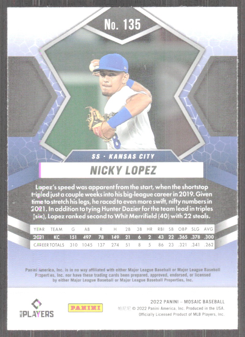 2022 Panini Mosaic Nicky Lopez #135 on Kronozio