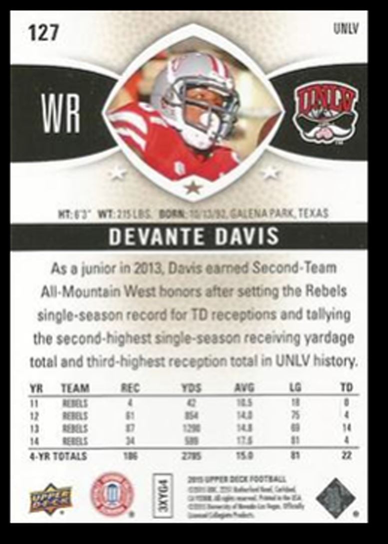 2015 Upper Deck Devante Davis #127 on Kronozio