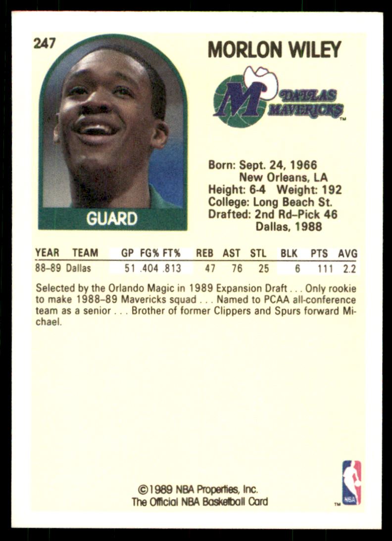 1989-90 Nba Hoops Morlon Wiley #247 on Kronozio