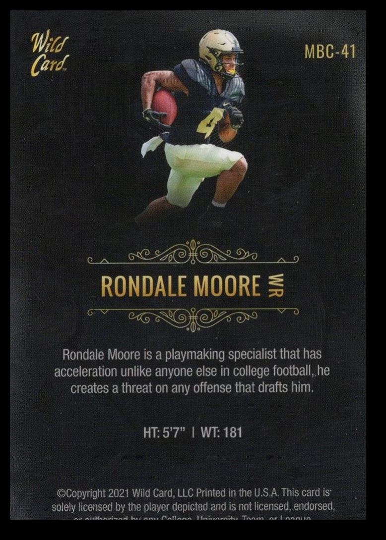 2021 Wild Card Matte Black Rondale Moore #MBC-41 on Kronozio