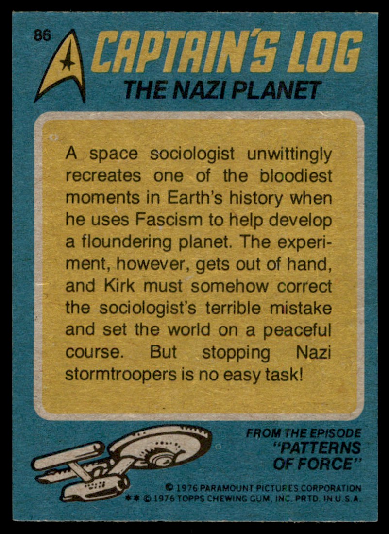 1976 Topps Star Trek Nazi Planet Patterns of Force #86 on Kronozio
