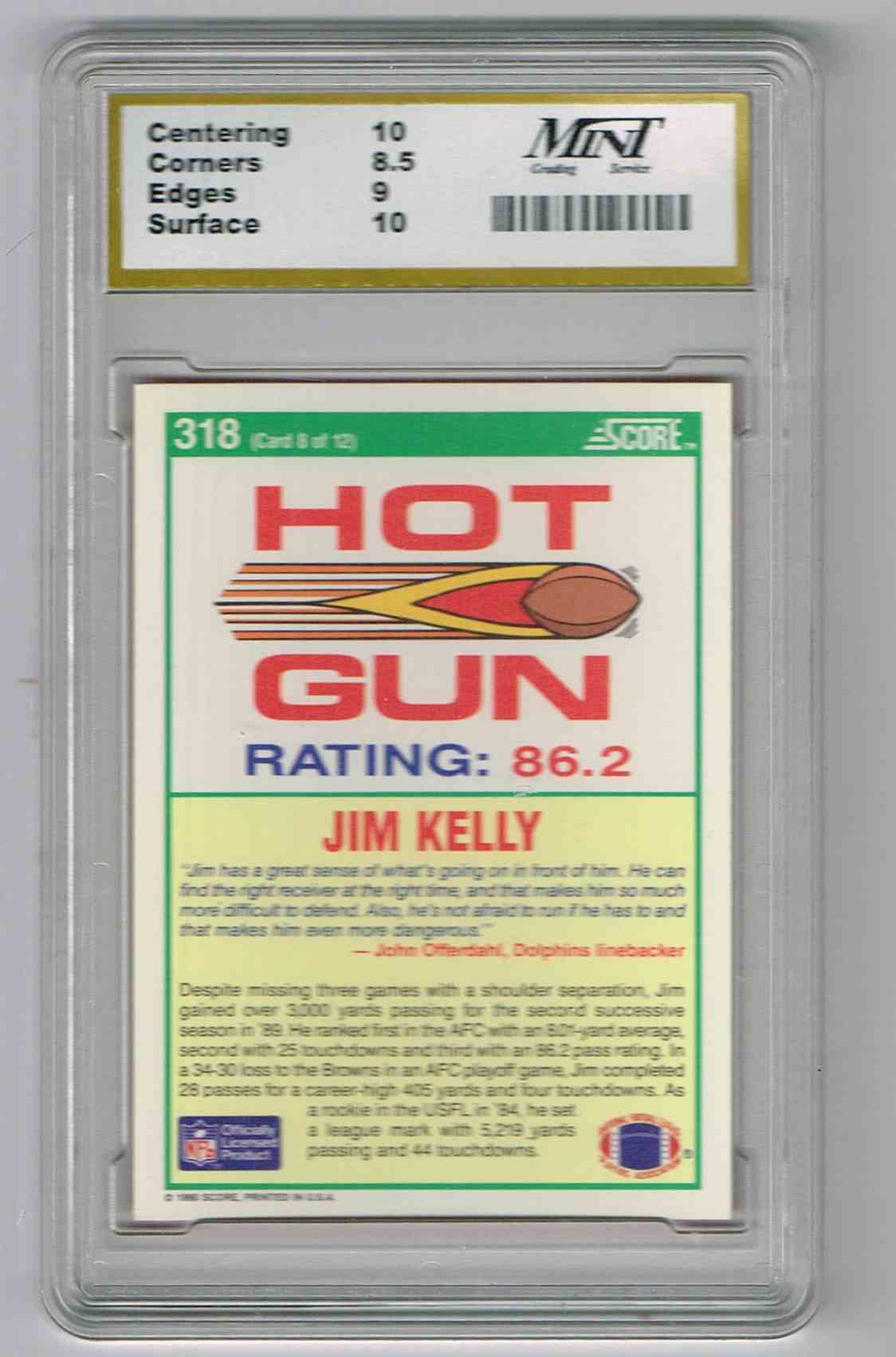 1990 Score Hot Gun Jim Kelly #318 on Kronozio