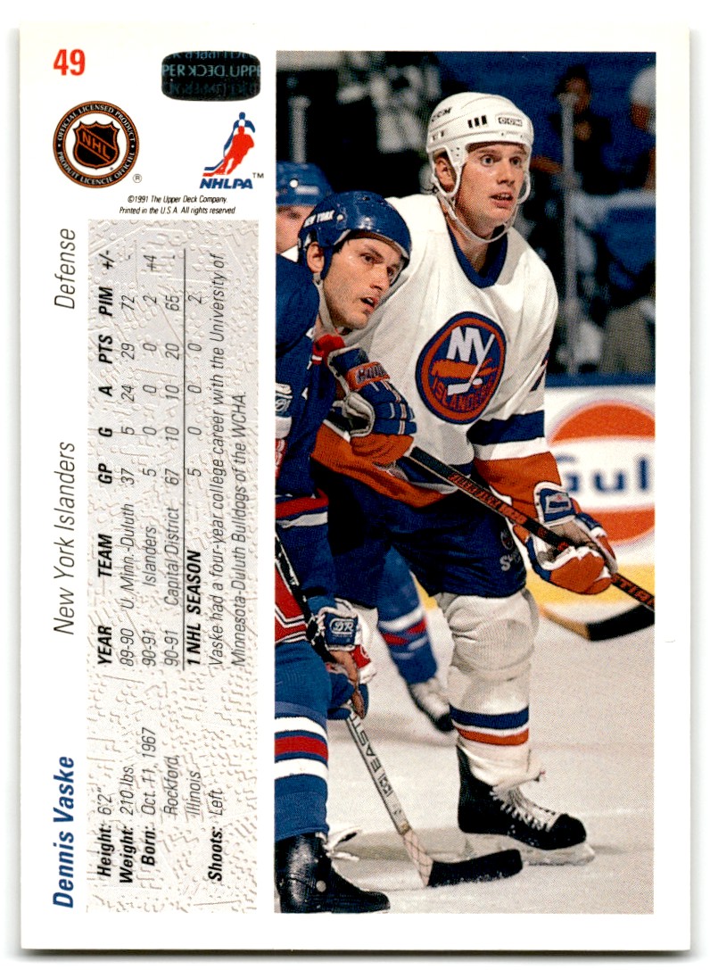 1991-92 Upper Deck Dennis Vaske #49 on Kronozio