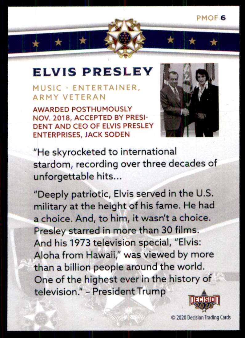2020 Decision Presidential Medal Of Freedom Elvis Presley #PMOF6 on Kronozio