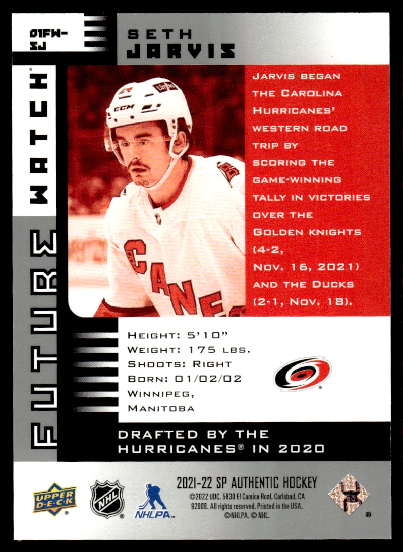 2021-22 Ud Future Watch /900 Seth Jarvis #01FW-SJ on Kronozio