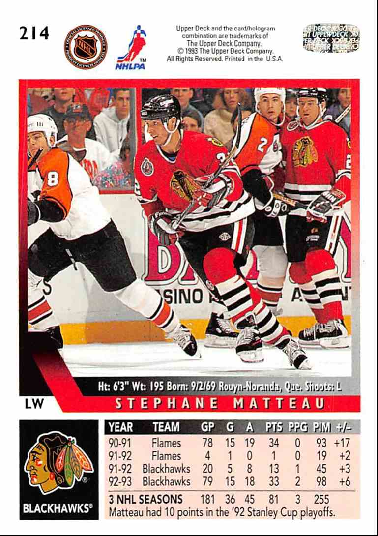 1993-94 Upper Deck Stephane Matteau #214 on Kronozio