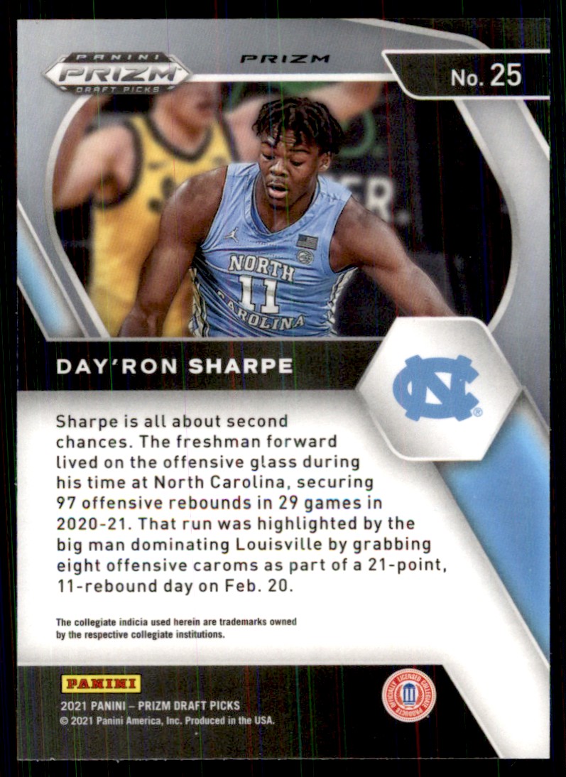 2021-22 Panini Prizm Draft Picks Prizms Red Ice Day'Ron Sharpe #25 on ...