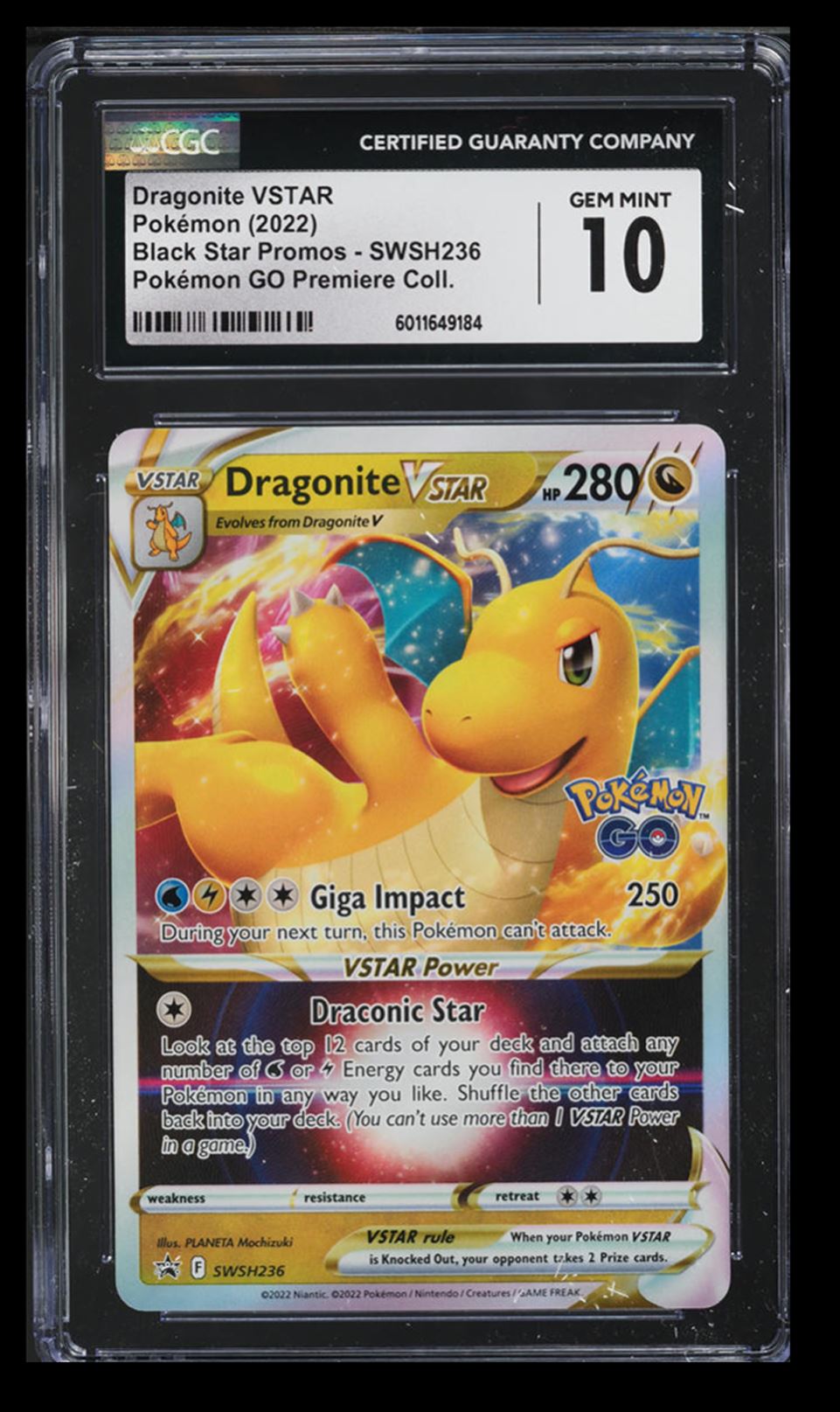2022 Pokemon GO Premiere Coll. Dragonite VSTAR #SWSH236 on Kronozio