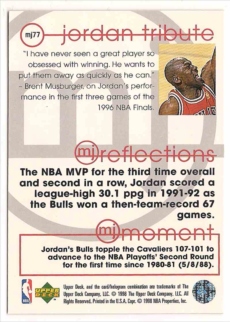 1998-99 Upper Deck Reflections Michael Jordan #MJ77 on Kronozio