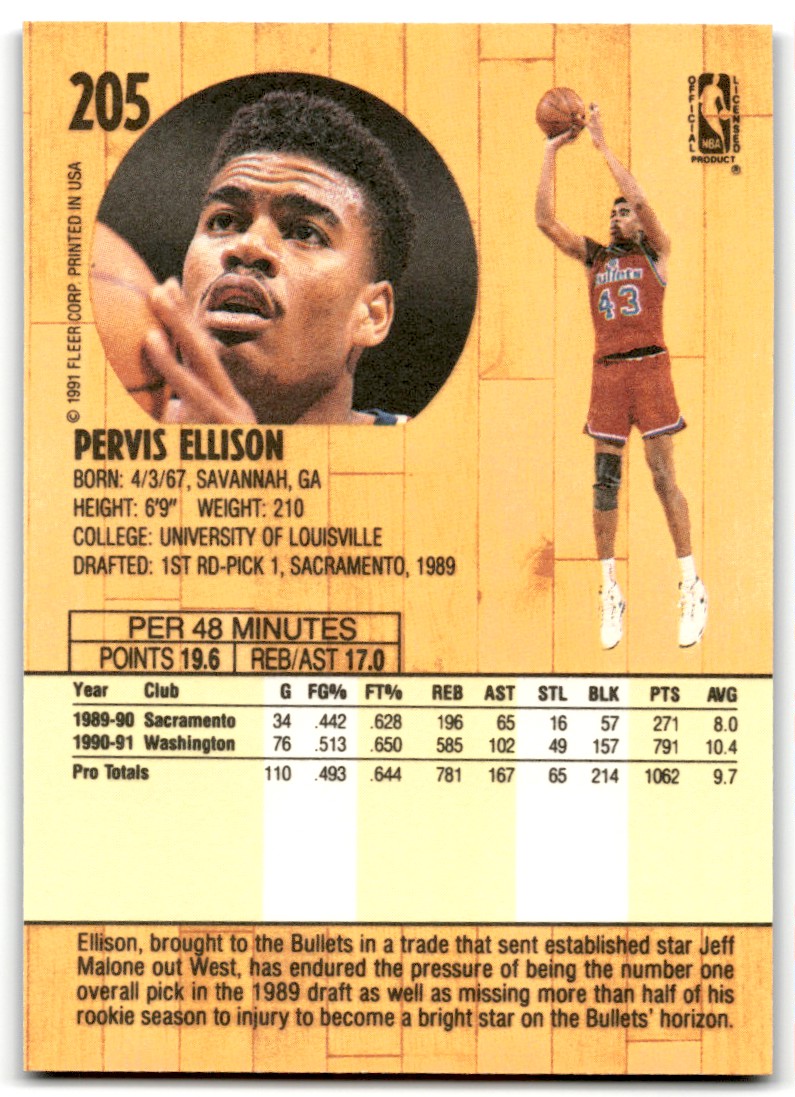 1991-92 Fleer Pervis Ellison #205 on Kronozio