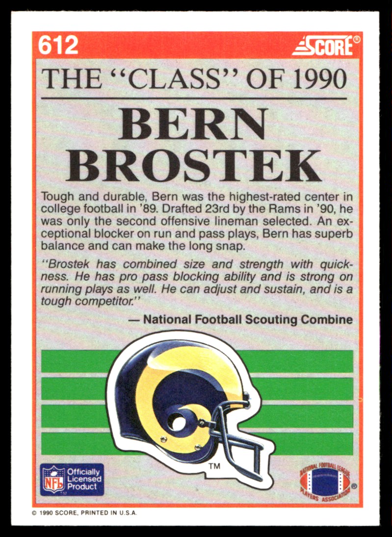 1990 Score Bern Brostek #612 on Kronozio