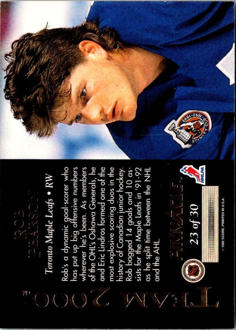 1992-93 Pinnacle Team 2000 Rob Pearson #23 on Kronozio