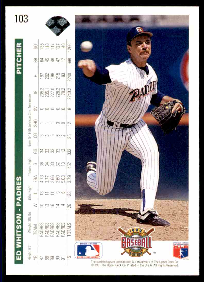1992 Upper Deck Ed Whitson #103 on Kronozio