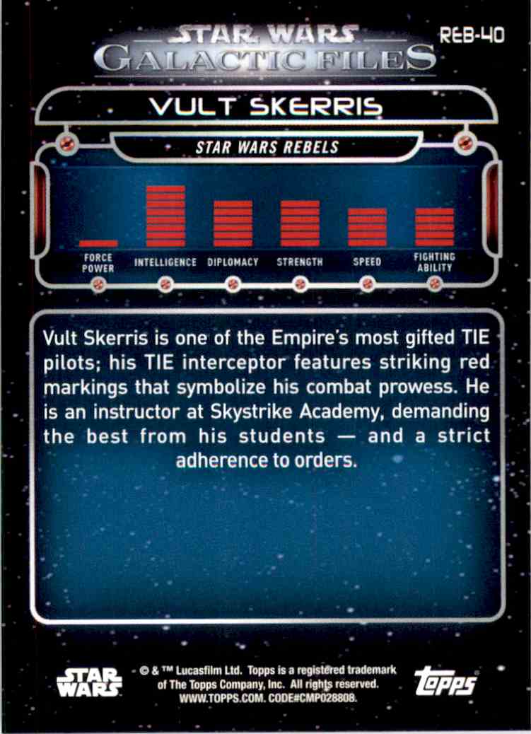 2018 Star Wars Galactic Files Blue Vult Skerris #REB-40 on Kronozio