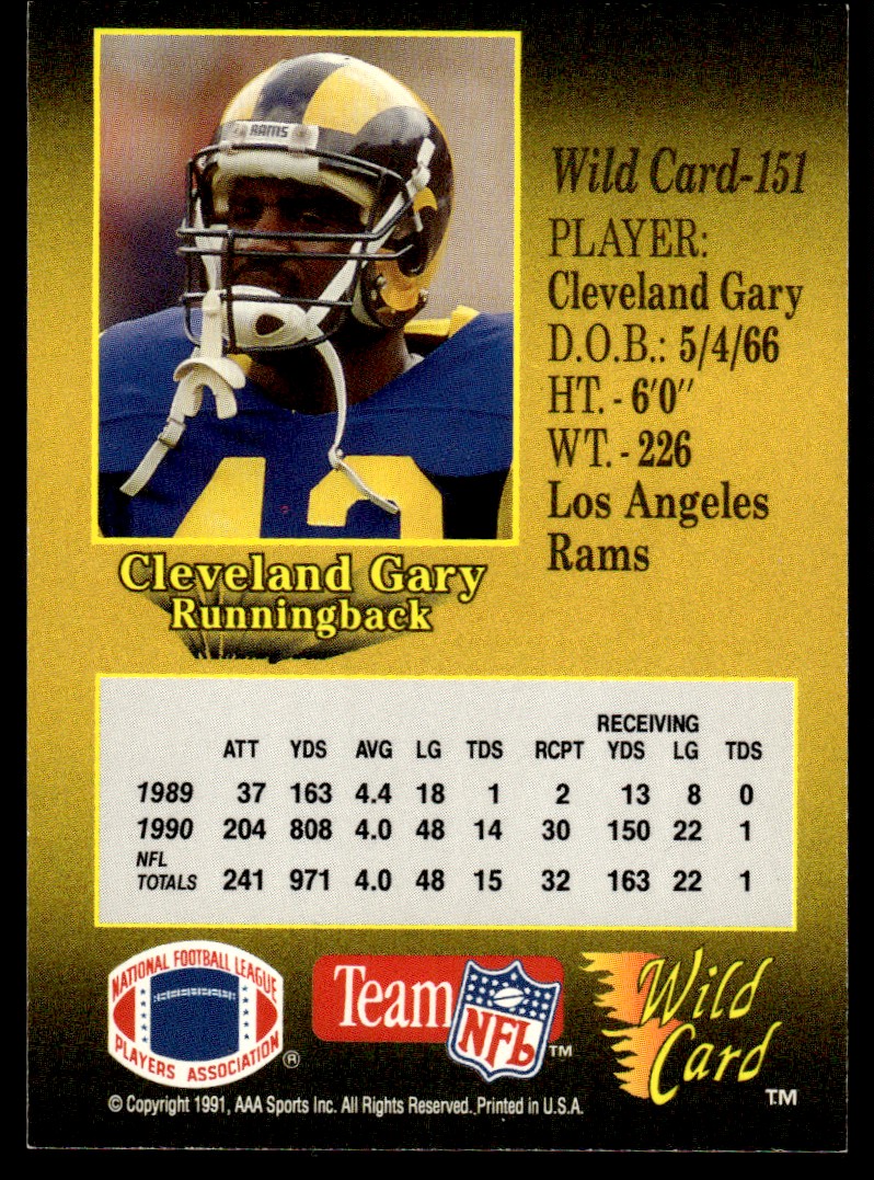 1991 Wild Card Cleveland Gary #151 on Kronozio