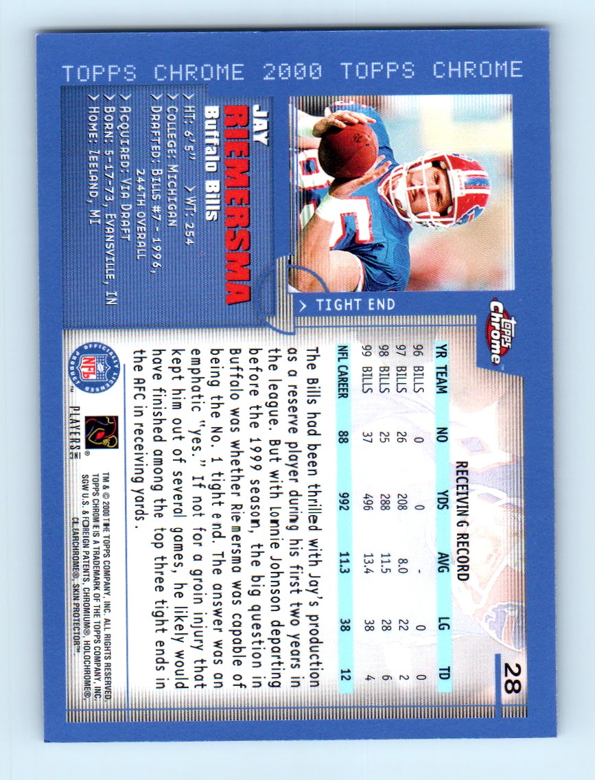 2000 Topps Chrome Jay Riemersma #28 on Kronozio