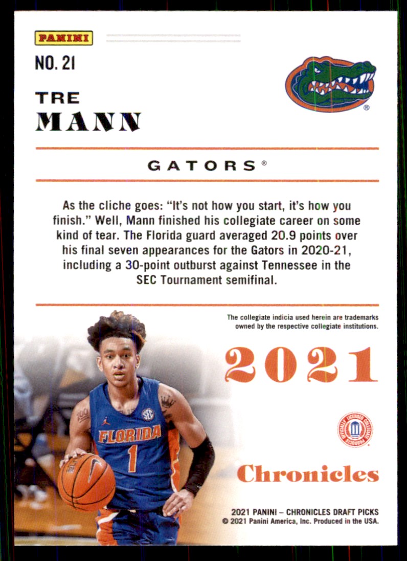2021-22 Panini Chronicles Draft Picks Tre Mann #21 on Kronozio