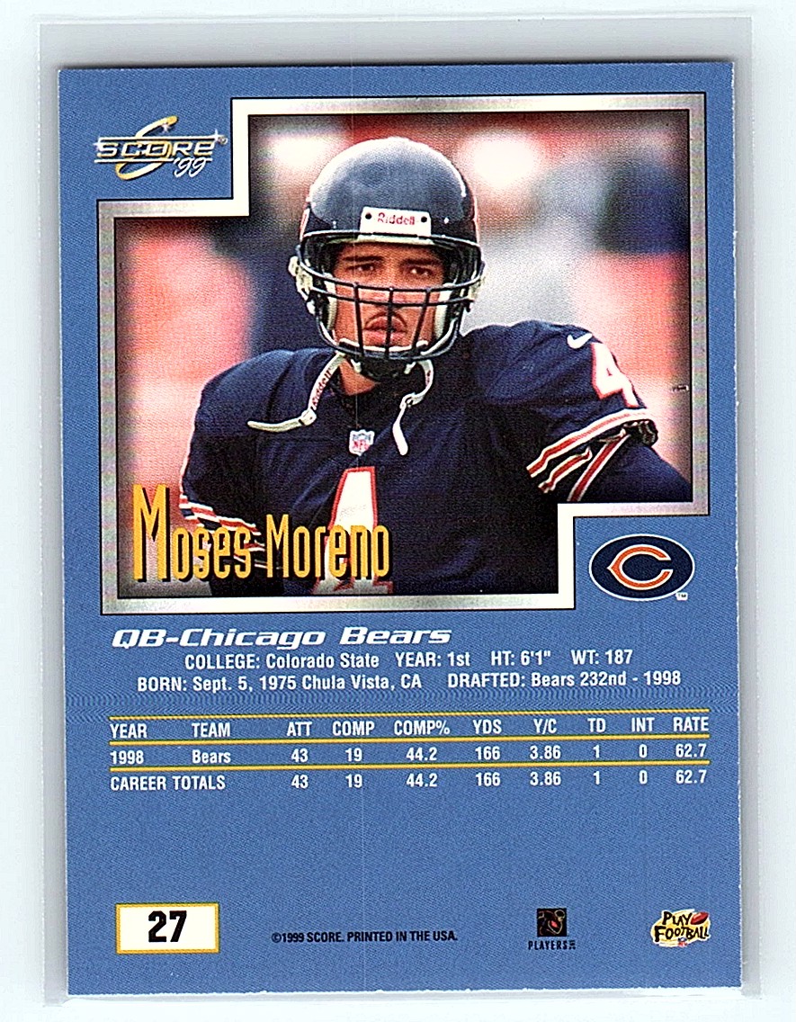 1999 Score Moses Moreno #27 on Kronozio