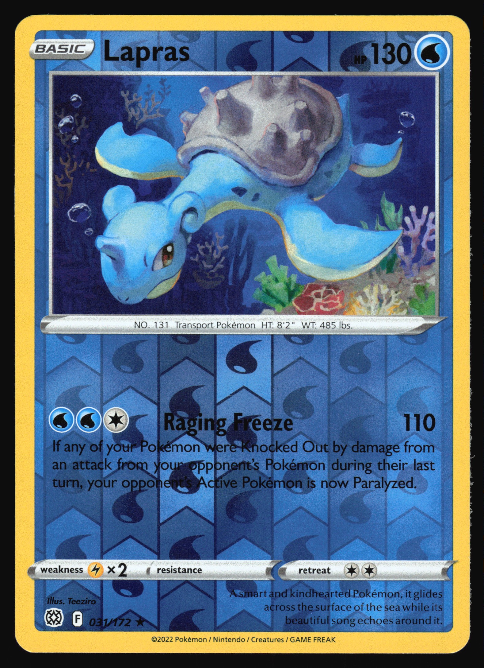 2022 Pokemon Brilliant Stars Lapras on Kronozio