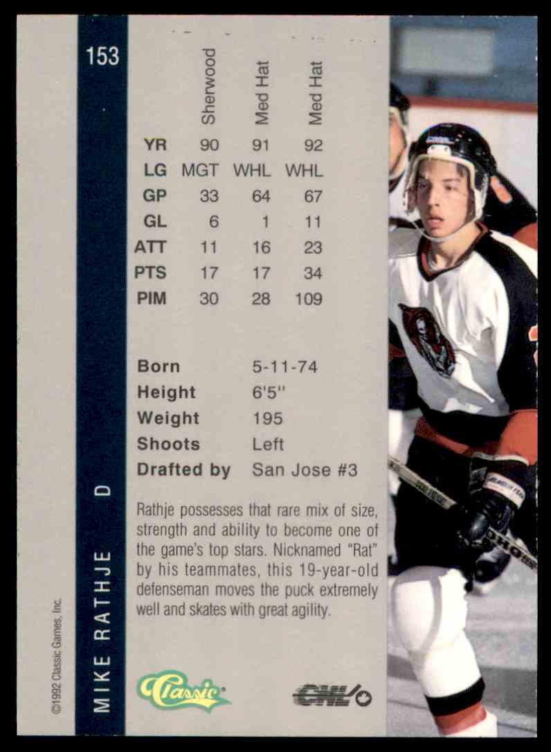 1992-93 Classic Four Sport Mike Rathje #153 on Kronozio