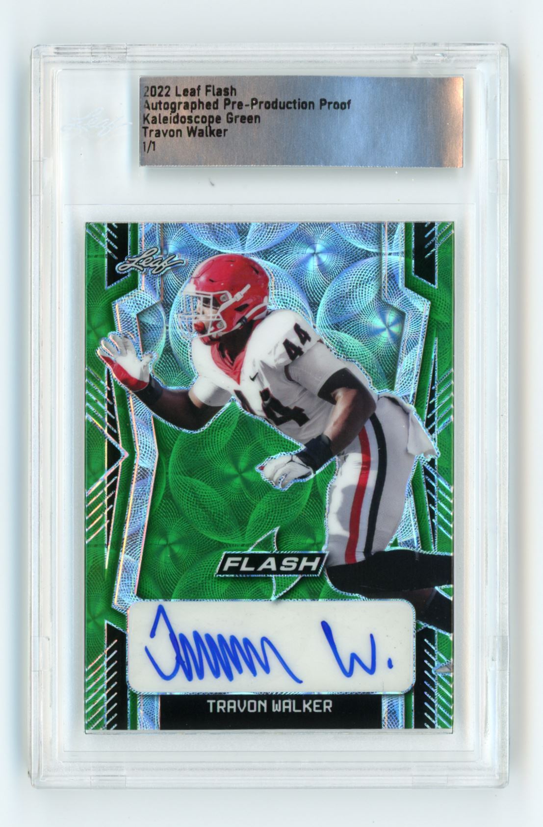 2022 Leaf Flash Football Kaledioscope Green Tavon Walker on Kronozio
