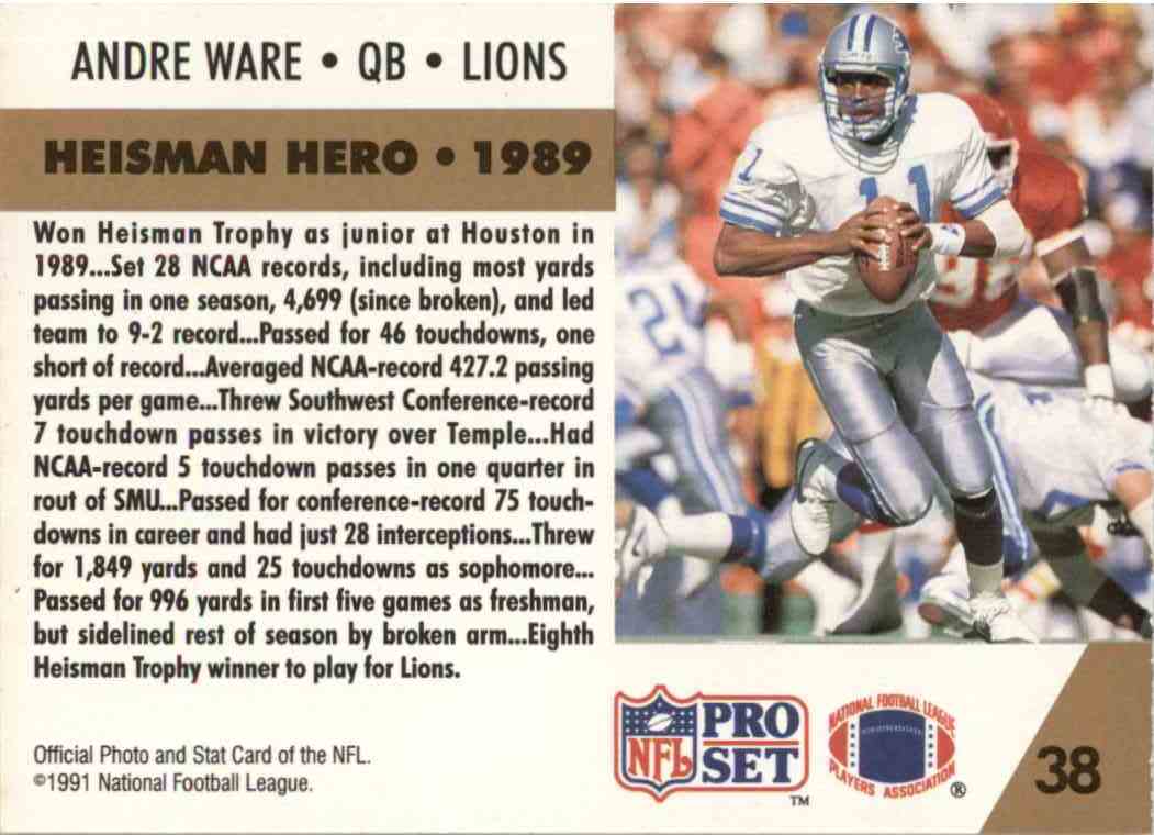 1991 Pro Set Andre Ware #38 on Kronozio