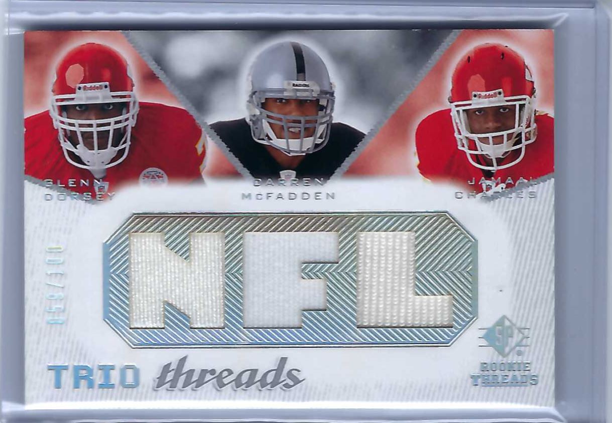 2008 SP Rookie Threads Trio Glenn Dorsey/Darren McFadden/Jamaal Charles ...