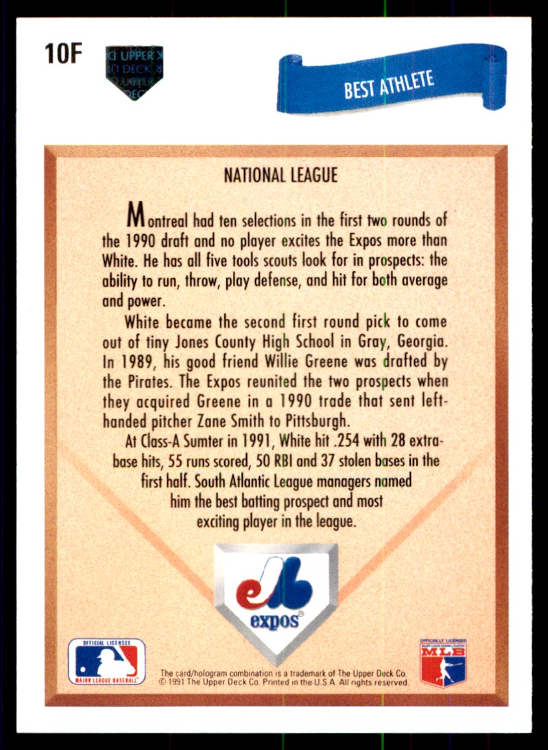 1991 Upper Deck Final Edition Rondell White #10F on Kronozio