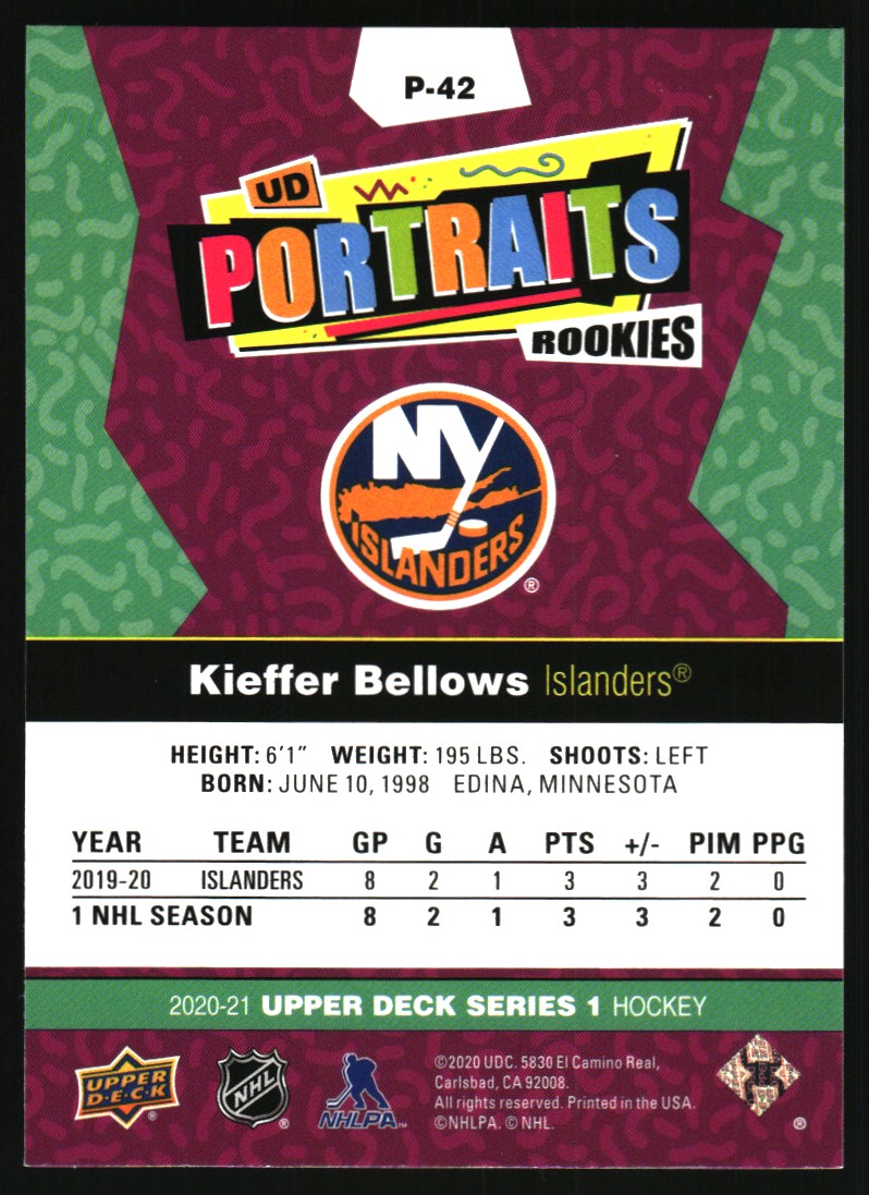 2020-21 upper deck Kieffer Bellows #P-42 on Kronozio
