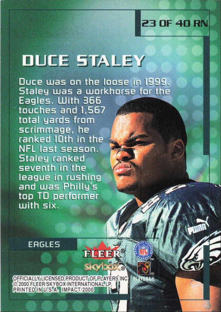 2000 Impact Rewind '99 Duce Staley #23 RN on Kronozio
