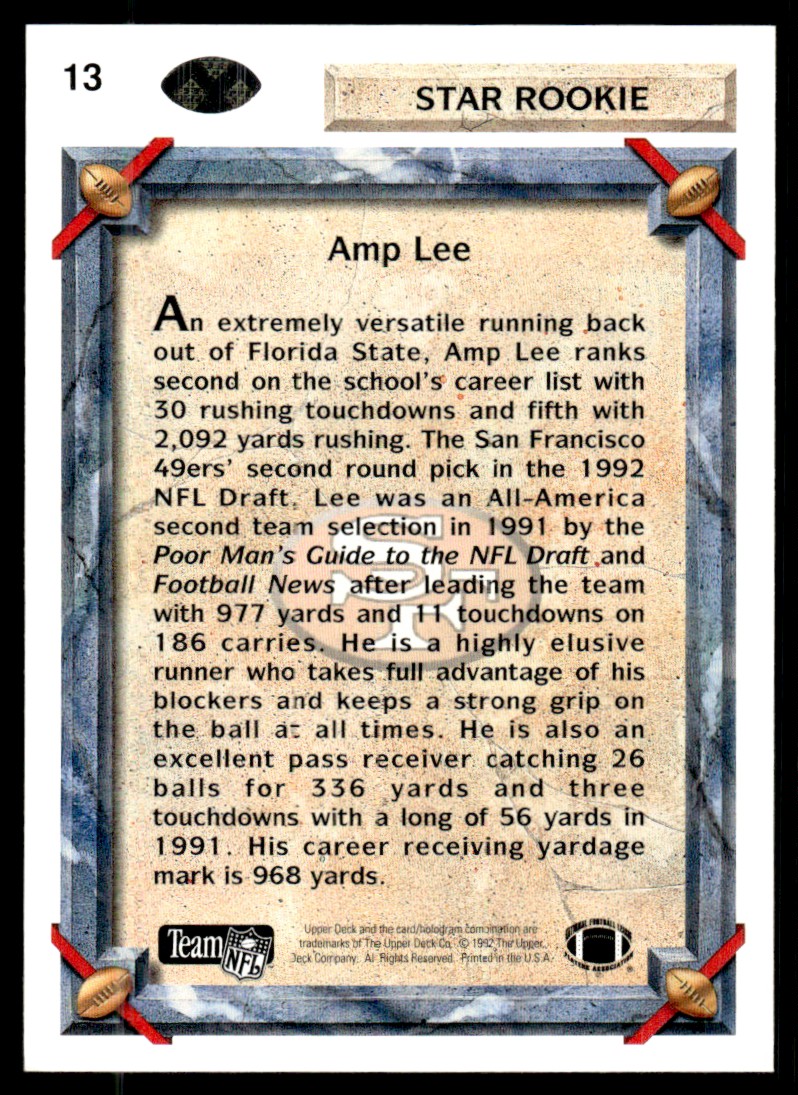 1992 Upper Deck Amp Lee #13 on Kronozio