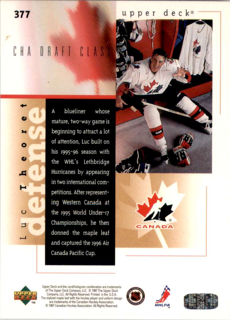 1996-97 Upper Deck Luc Theoret RC #377 on Kronozio