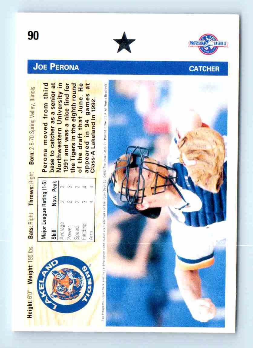 1992 Upper Deck Minors Joe Perona #90 on Kronozio