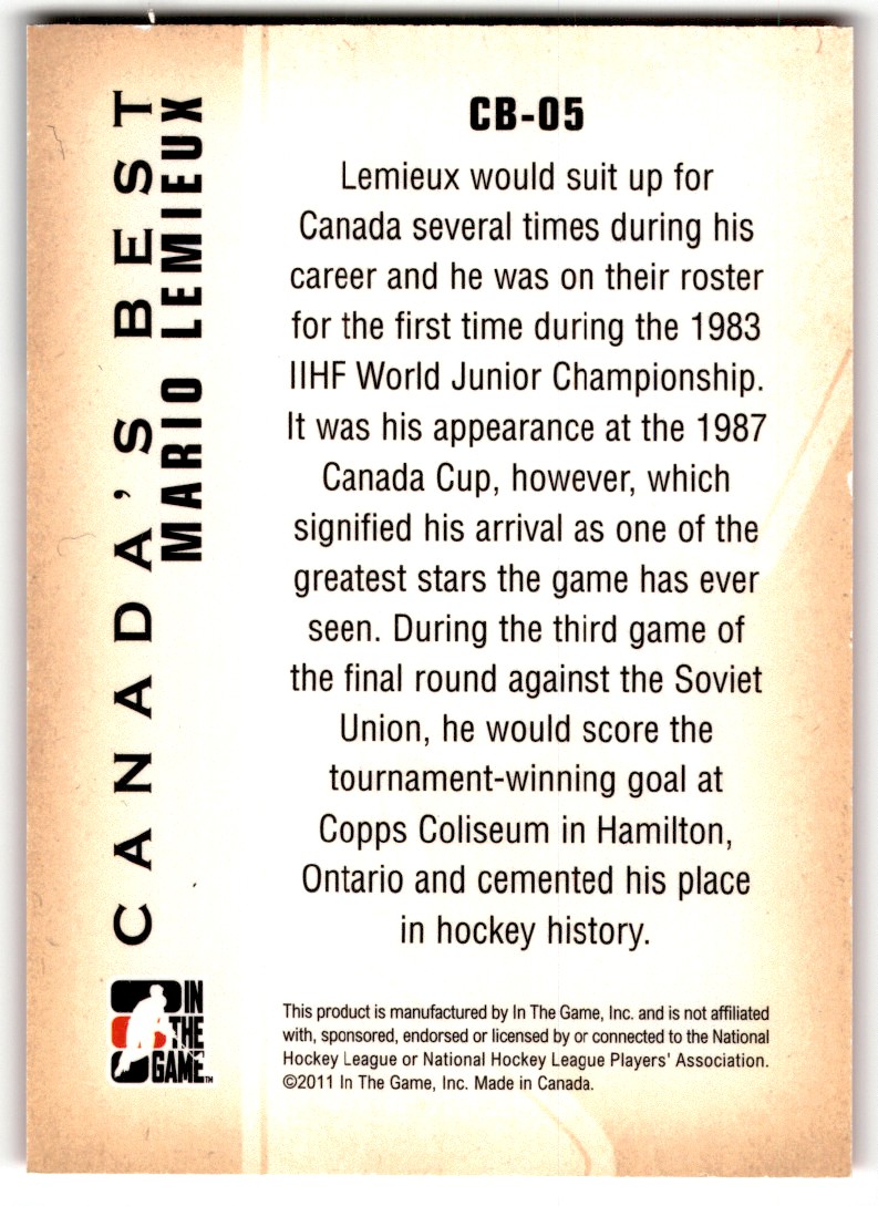 2011-12 ITG Decades 80s Canada' s Best Mario Lemieux #CB-05 on Kronozio