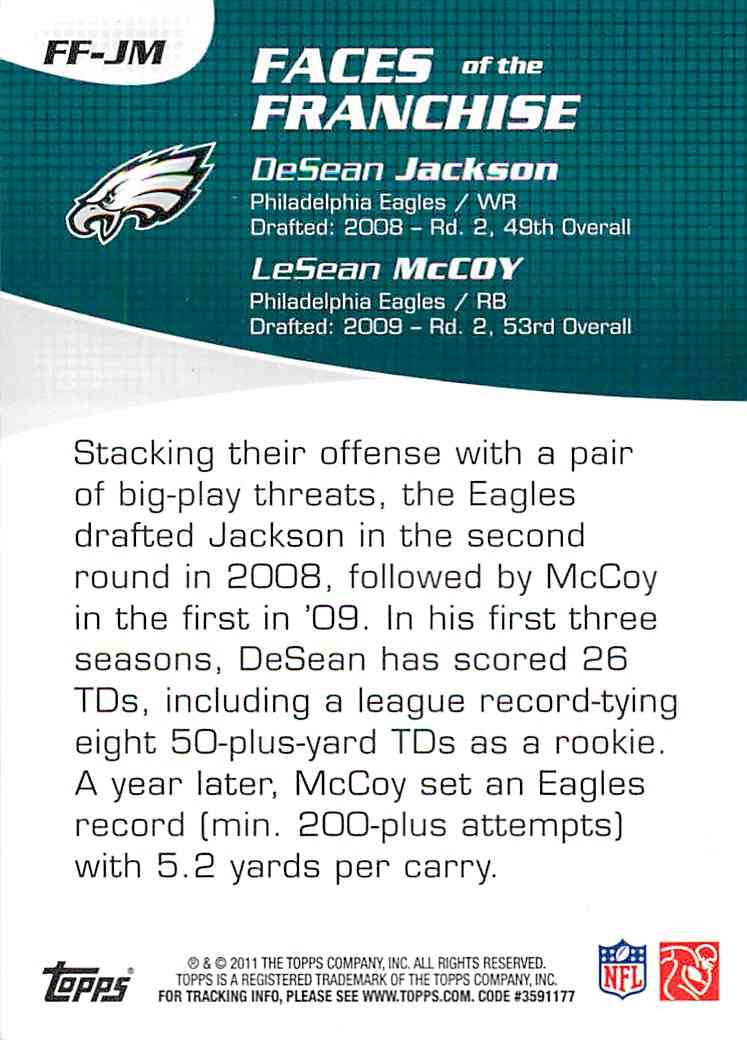 2011 Topps Faces Of The Franchise Desean Jackson #FFJM on Kronozio