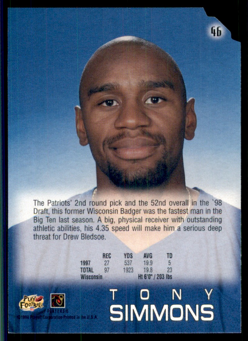 1998 Playoff Absolute Retail Tony Simmons #46 on Kronozio