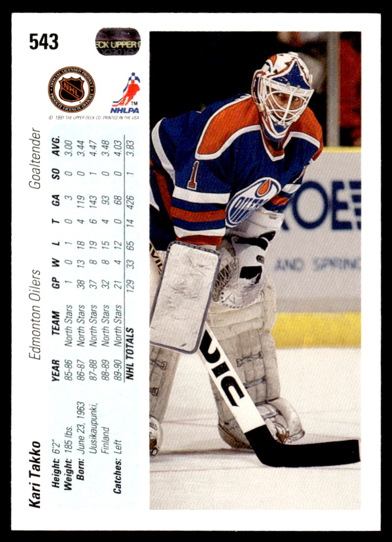 1990-91 Upper Deck Kari Takko #543 on Kronozio