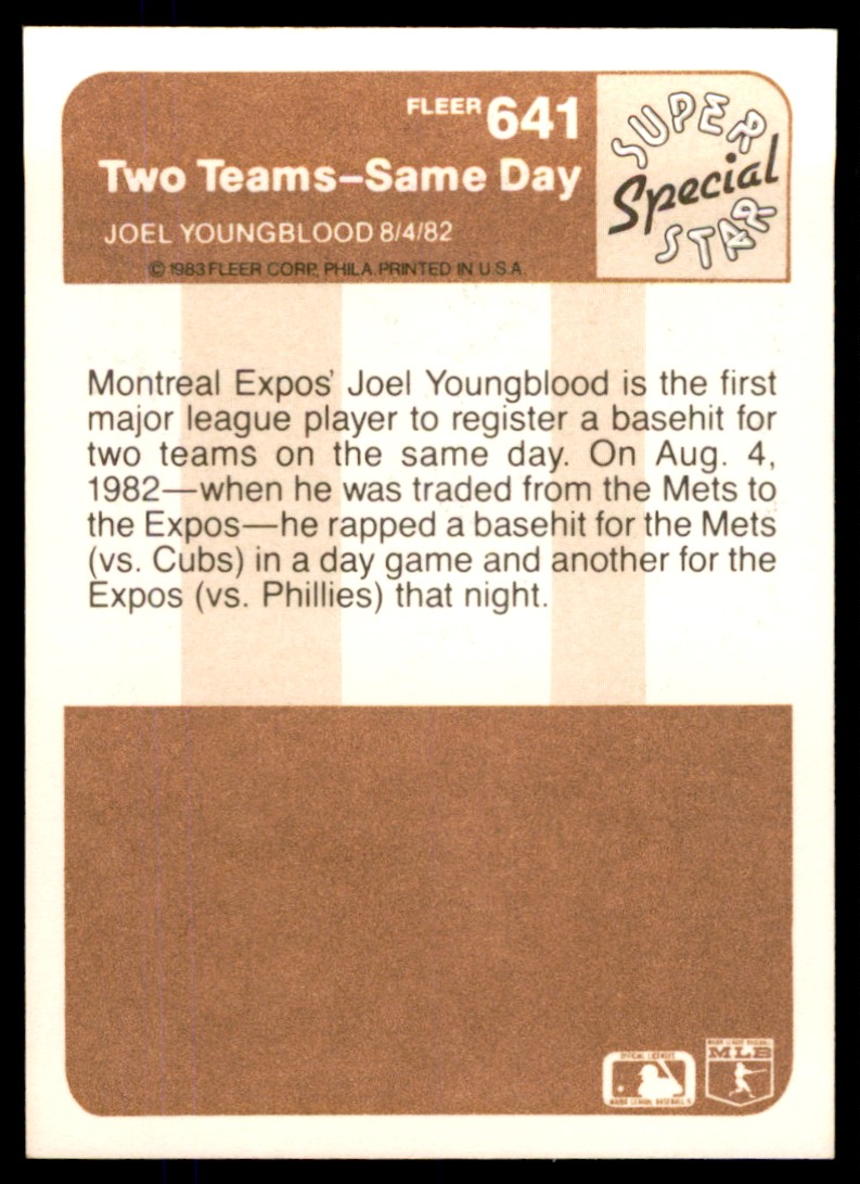 1983 Fleer Joel Youngblood #641 on Kronozio