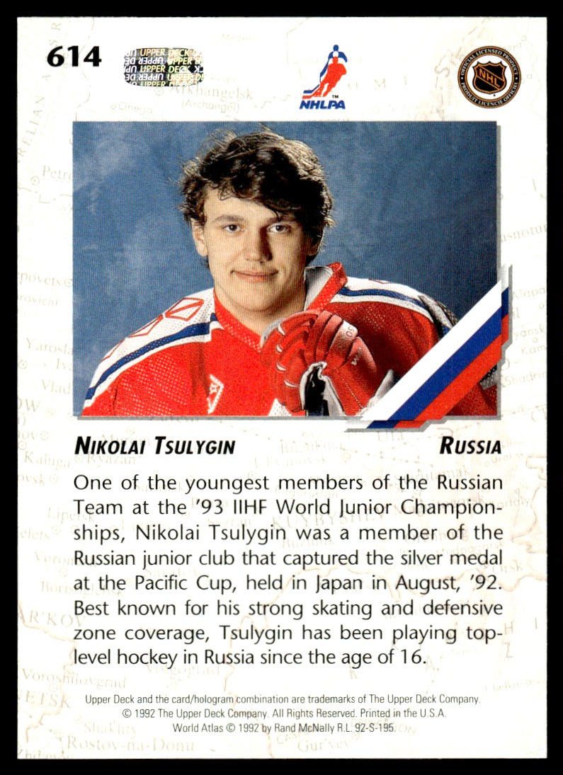 1992-93 Upper Deck Nikolai Tsulygin #614 on Kronozio