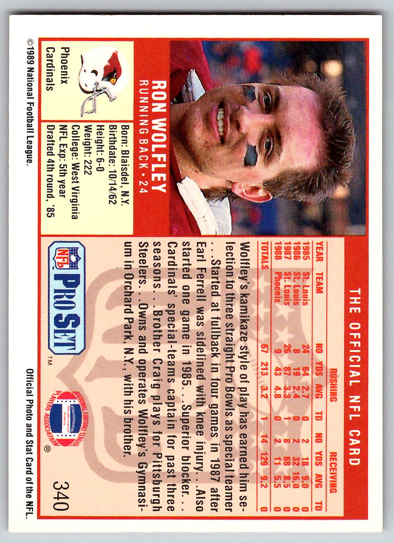 1989 Pro Set Ron Wolfley #340 on Kronozio