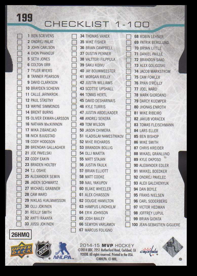 2014-15 Upper Deck MVP Colors and Contours Alex Ovechkin CL #199 on ...