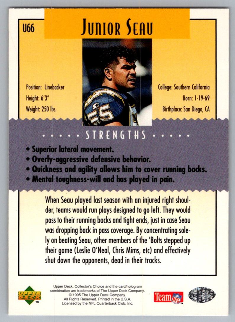 1995 Collector's Choice Update Junior Seau #U66 on Kronozio