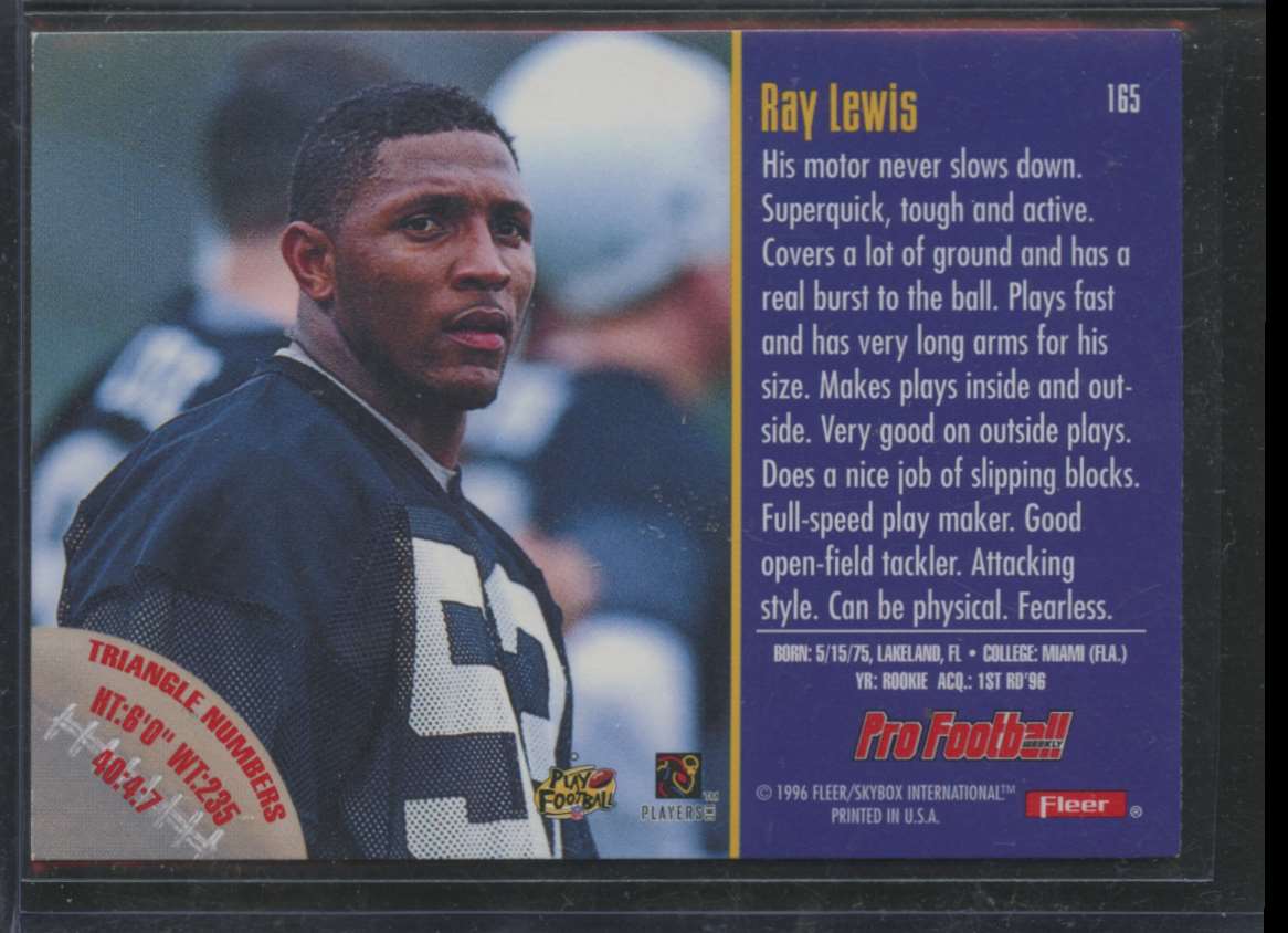 1996 Fleer Rookie Ray Lewis #165 on Kronozio