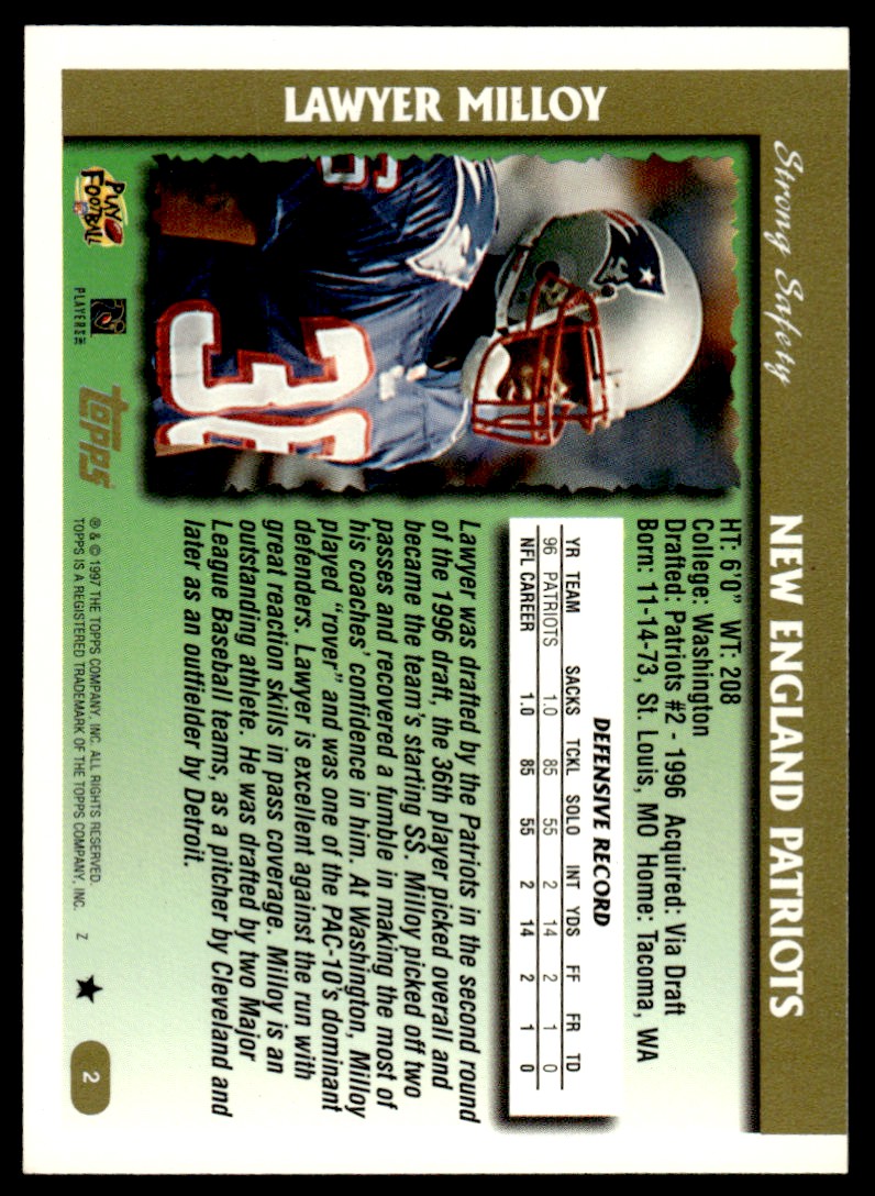 1997 Topps Lawyer Milloy #2 on Kronozio