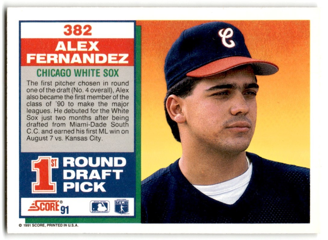 1991 Score Alex Fernandez #382 on Kronozio