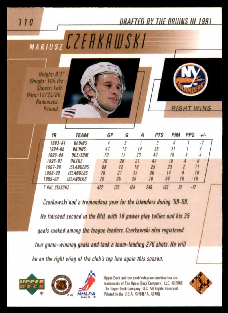 2000-01 Upper Deck Mariusz Czerkawski #110 on Kronozio