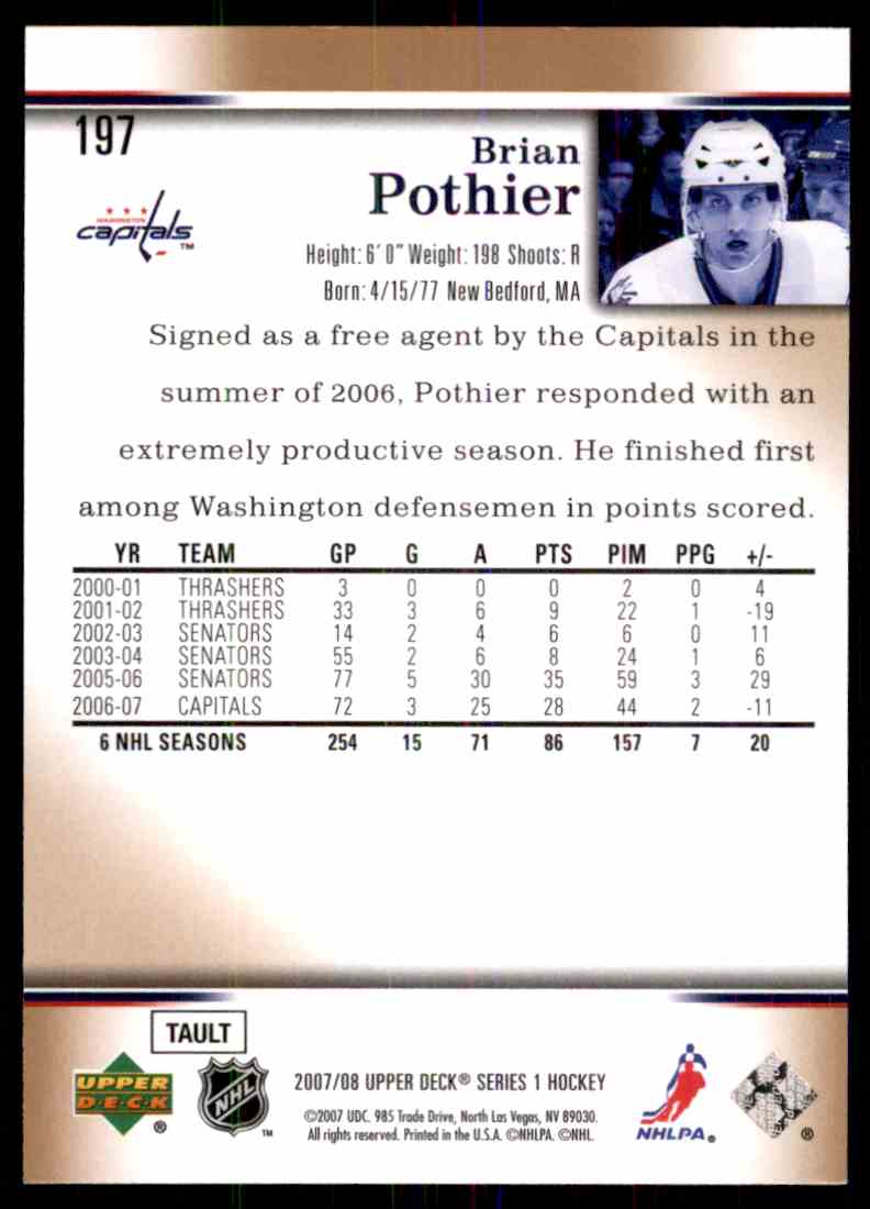 2007-08 Upper Deck Series 1 Brian Pothier #197 on Kronozio