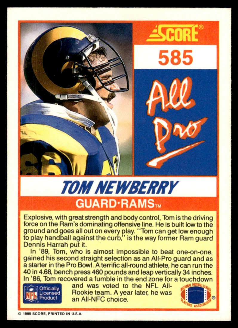 1990 Score Tom Newberry #585 on Kronozio